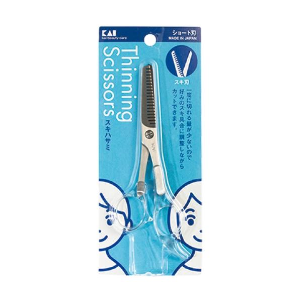 ヘアカット用スキハサミ。スキ刃・ショート刃・一度に切れる量が少ないので好みのスキ具合に調節しながらカットできる。