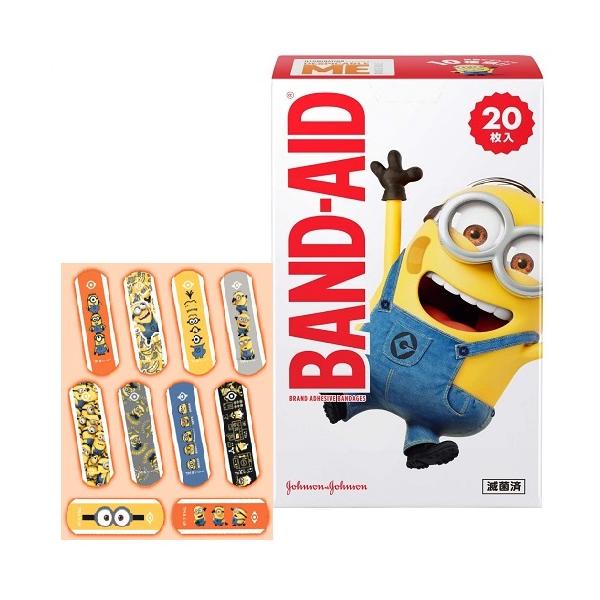 防水テープを採用。滅菌済。ミニオンの絵柄が全部で10種類。サイズ(約)：粘着部 19×58mm、パット部 10×23mm、一般医療機器： 届出番号 13B1X00204C00007