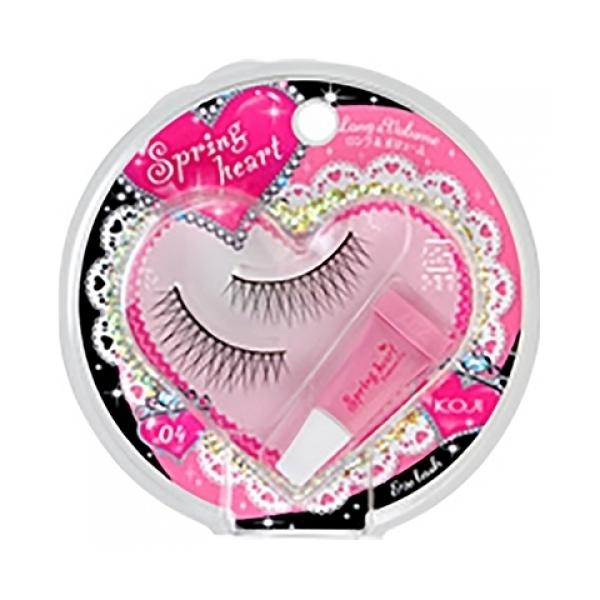 「スプリングハートアイラッシュ 04 」は、まつげを長く濃く見せ迫力のある目元になれるつけまつげ。