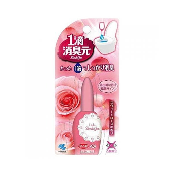 トイレ使用後に便器内に1-2滴落とすだけで、華やかなローズの香りがすばやく広がりニオイを消すトイレ用消臭剤です。