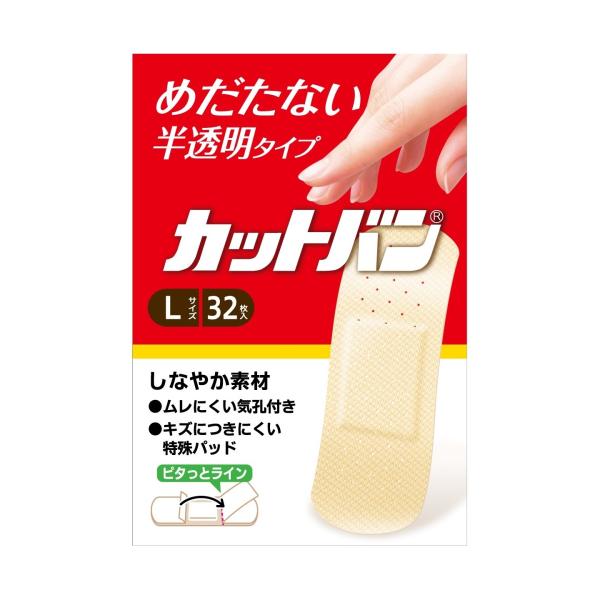 アクリル系粘着剤を塗布した塩化ビニル粘着テープとベンザルコニウム塩化物薬液で消毒したポリオレフィンネット付き不織布パッドからなる救急絆創膏です。