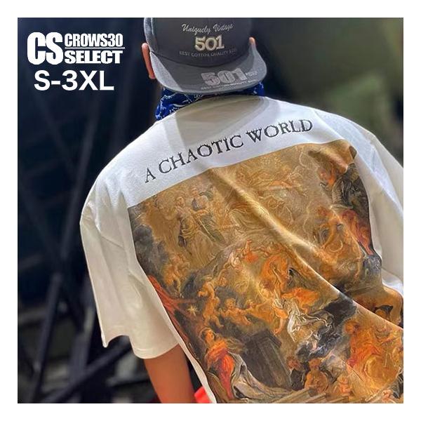【発売日：2025年09月13日】[CROWS 30 SELECT]バックアートプリント オーバーサイズTシャツホワイトSサイズ/Mサイズ/Lサイズ/XLサイズ/2XLサイズ/3XLサイズ背面いっぱいに描かれたクラシカルなアートプリントが印...