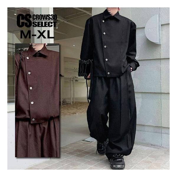 【発売日：2026年01月16日】[CROWS 30 SELECT]変形アーキテクトジャケット×ワイドパンツセットアップブラック/ブラウンMサイズ/Lサイズ/XLサイズ複雑なカッティングと不規則なヘムラインが特徴の変形ジャケットに、ウエスト...