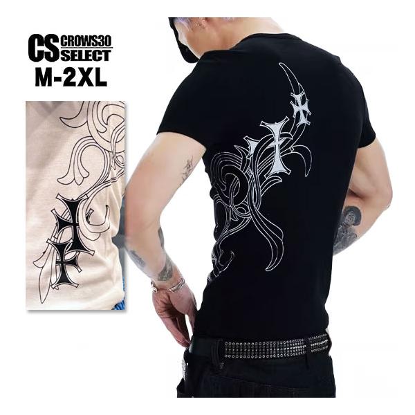 【発売日：2026年04月16日】[CROWS 30 SELECT]サイドクロスグラフィック極細スリムフィットTシャツブラック/ホワイトMサイズ/Lサイズ/XLサイズ/2XLサイズ究極のタイトシルエットで魅せる男の肉体美。脇腹から肩へ大胆に...