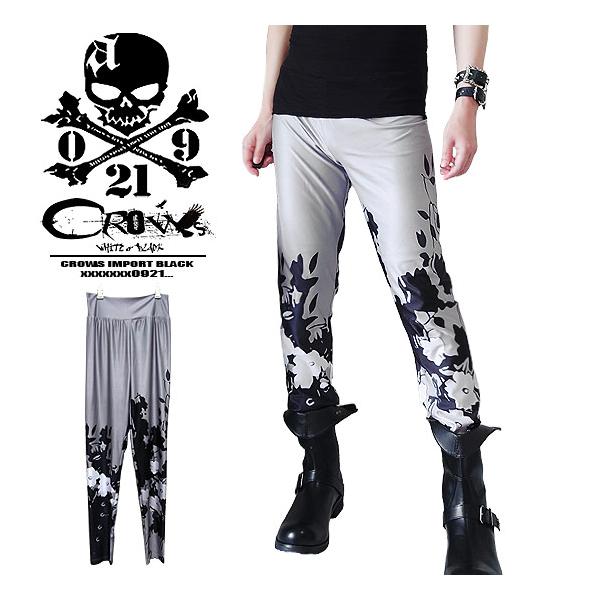 【発売日：2025年05月05日】ストリート系ファッション＆モード系ファッションEXILE/三代目系ファッション＆メンズファッションにオススメ！[Alleglo×CROWS]グレー×花柄デザインレギンスワンカラーFREEサイズ[Allegl...