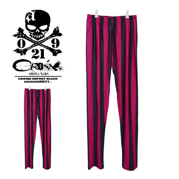 【発売日：2025年06月06日】ストリート系ファッション＆モード系ファッションEXILE/三代目系ファッション＆メンズファッションにオススメ！[Alleglo×CROWS]ピンク×ブラックストライプデザインレギンスワンカラーFREEサイズ...