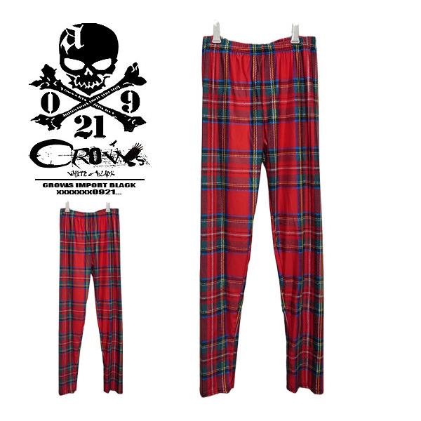 【発売日：2025年06月06日】ストリート系ファッション＆モード系ファッションEXILE/三代目系ファッション＆メンズファッションにオススメ！[Alleglo×CROWS]レッドタータンチェックデザインレギンスワンカラーFREEサイズ[A...