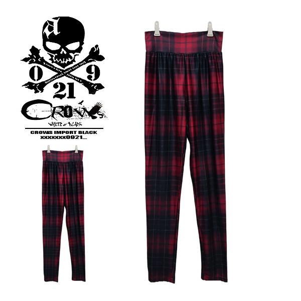 【発売日：2025年06月06日】ストリート系ファッション＆モード系ファッションEXILE/三代目系ファッション＆メンズファッションにオススメ！[Alleglo×CROWS]ワイン×ブラックチェックデザインレギンスワンカラーFREEサイズ[...
