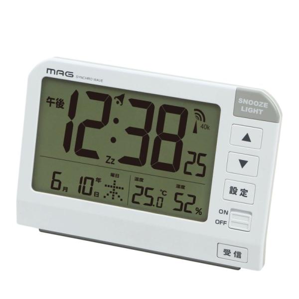 時刻を自動で修正する電波時計コンパクトなサイズながら大きな液晶画面でみやすいです。ベッドルームだけでなく、書斎やオフィスのデスク周りなどにもご年配の方でもわかりやすく、操作がしやすいようボタンを大きくしました。操作説明も時計本体ではなく、直...