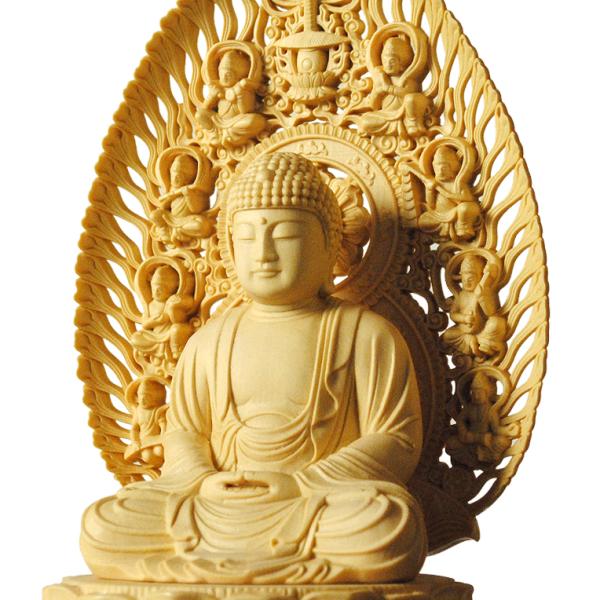 顔が命の仏像なら仏縁堂へ高級桧材使用、八角飛天光背作り薄着色仕上げ、桧ながら柘植ぽく見えます曹洞宗・禅宗・臨済宗・時宗のご本尊詳細サイズは画像にて表記お仏壇のサイズに合わせてご利用ください。送料無料ですが、沖縄・離島の場合は追加送料あります