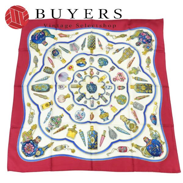 DETAILブランド：HERMES品名：【中古】 エルメス スカーフ カレ90 Qu importe le flacon 香水瓶 シルク ホワイト ボルドー マルチカラー 小物 レディース 女性 HERMES型番：―サイズ約W(横)：89c...