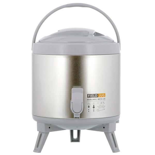 スポーツ・レジャーに幅広く活躍・倒す角度により少量注水と連続注水が可能な2WAYレバーコック・脚は折りたたみ可能・保温保冷対応・樹脂製コップ2個付き・日本製品番：MA-1921カラー：シルバー寸法（約）：24.5×27.6×27.5cm重量...