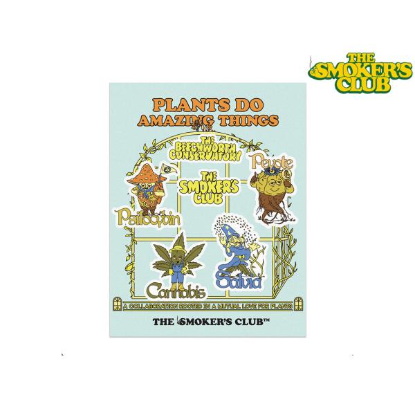 THE SMOKERS CLUB ザスモーカーズクラブPLANTS DO AMAZING THINGS ステッカーシートA4弱のシートに、6枚のステッカーが付いています。こちらはビニールステッカーですシートサイズ：28cm×21.5cm各ス...