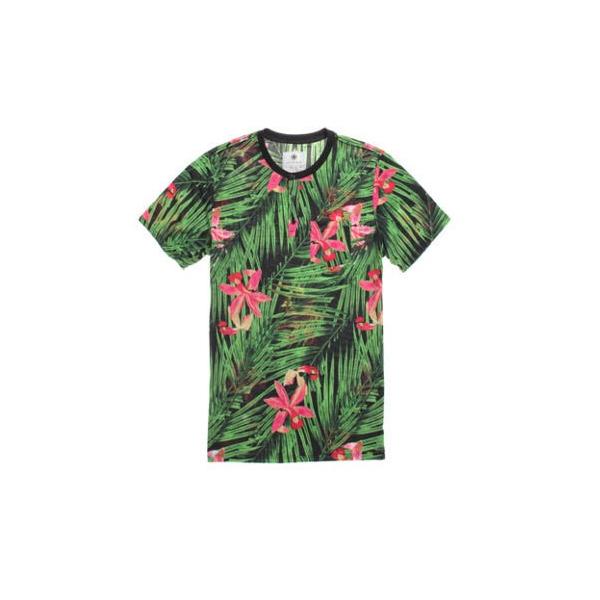 [SALE 30% OFF]On The Byas/オンザバイアス Mite Tropics Short Sleeve Henleyポケット付き Tシャツ（Green Mix）トロピカルな柄に首には3つのボタンとポケットが付きます。S:丈7...