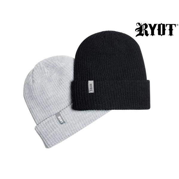 RYOT KNIT CUFFED BEANIEカフ付き ニットビーニーアメリカはマイアミのRYOT社からカフ（折り返し）付きのニットキャップ（帽子）になります。縫い付けられたブランドロゴパッチは、ジョイントケースなどを挟み運ぶこともできます...