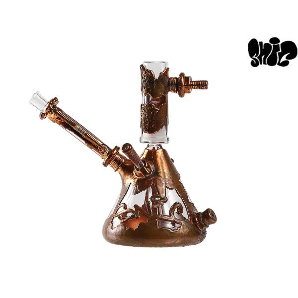 SNIC GLASS BONGシンク グラス ガラスボングアメリカのグラスアーティストSNICから、コンセントレート（ワックス）用、手のひらサイズのビーカーボング本体には、銅電鋳加工（製品の形に忠実なデザイン）を施し、ブロンズ（銅）素材を活...