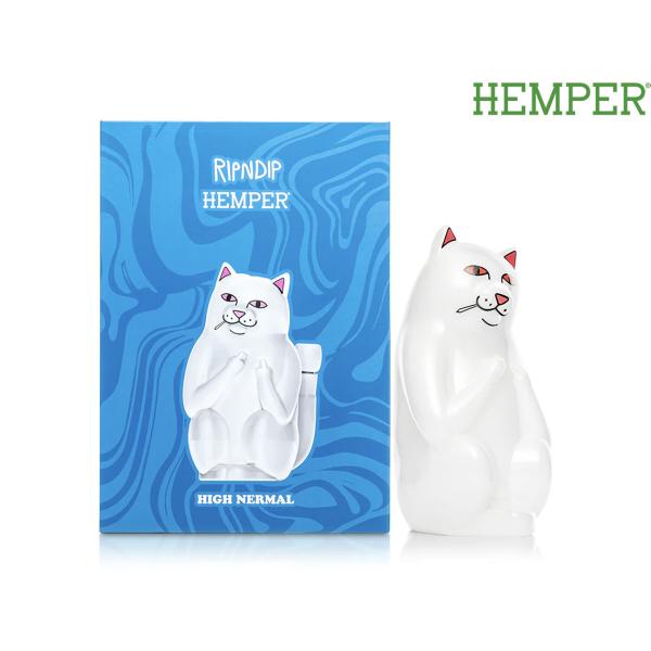 アメリカはラスベガスのブランド、HEMPER ヘンパーからRIPNDIP リップンディップとのコラボ、ガラスボングです。"中指を立てた猫"でお馴染みのブランドアイコンNermalがハイでレッドアイになってガラスボングとして登場吸い口は頭部に...