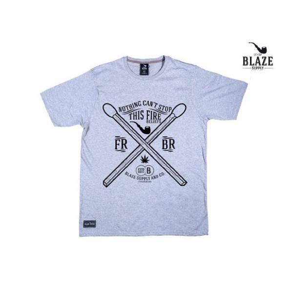 BLAZE SUPPLY/ブレイズサプライ2 MATCHES Tシャツ（GREY）Biologic Coton/バイオロジックコットンを使用した着心地の良いTシャツS:丈68cm/肩幅41cm/幅47cm/袖19.5cmM:丈70cm/肩幅...
