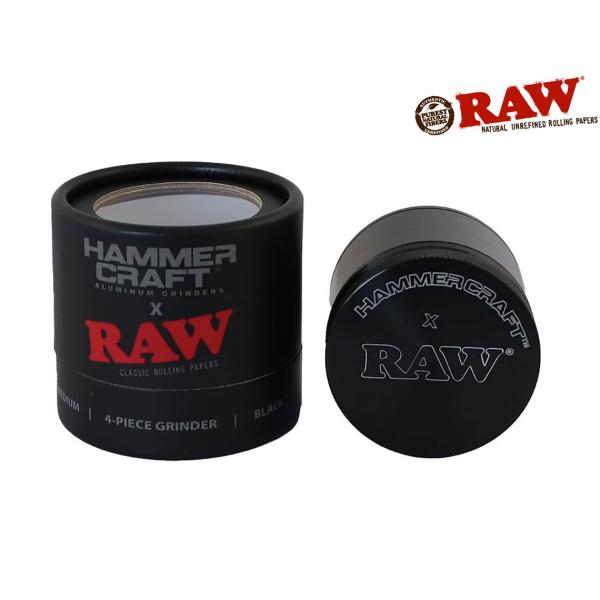 RAW HAMMERCRAFT 4 PIECE GRINDERロウ ハンマークラフト 4ピース グラインダー BLACK ブラック 55mm無漂白、塩素不使用でおなじみのRAW ロウペーパー（巻紙）から、アルミの4ピースグラインダーです。ハ...