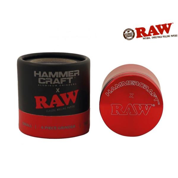 RAW HAMMERCRAFT 4 PIECE GRINDERロウ ハンマークラフト 4ピース グラインダー RED レッド 55mm無漂白、塩素不使用でおなじみのRAW ロウペーパー（巻紙）から、アルミの4ピースグラインダーです。ハイグレ...