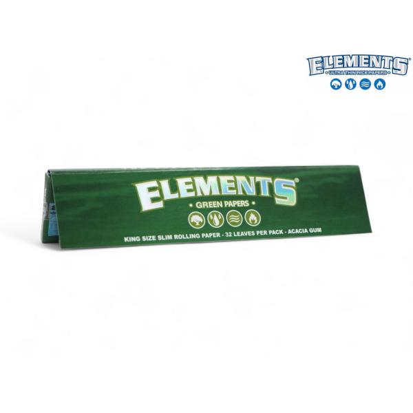 ELEMENTS GREEN KING SIZE SLIMエレメンツ グリーンカラー ローリングペーパー キングサイズスリムELEMENTS エレメンツシリーズは、のりが強いので巻きやすいのが特徴のゆっくりと燃えるスローバーニング極薄ライス...