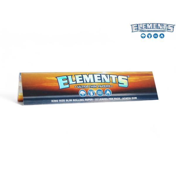 ELEMENTS KING SIZE SLIM エレメンツ キングサイズスリムELEMENTS エレメンツシリーズは、のりが強いので巻きやすいのが特徴のゆっくりと燃えるスローバーニング極薄ライスペーパー（巻紙）です。シュガーガムを使用したの...