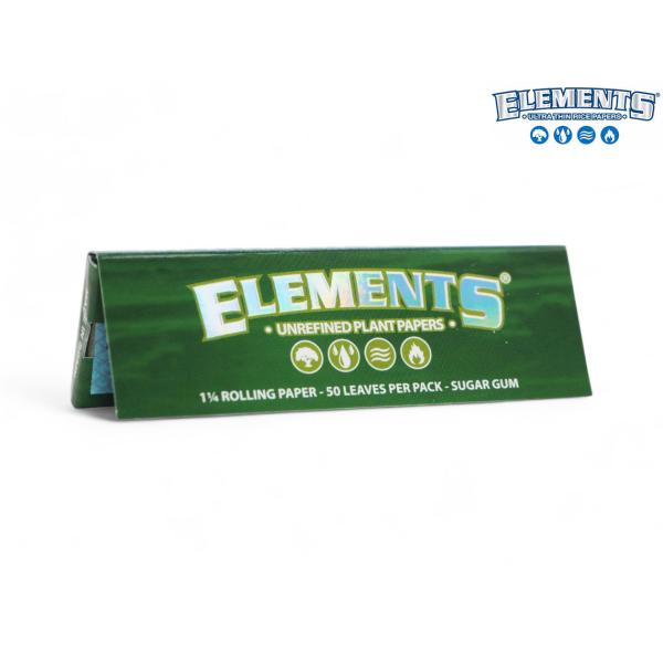 ELEMENTS GREEN エレメンツ グリーンカラー ローリングペーパー 1 1/4ELEMENTS エレメンツシリーズは、のりが強いので巻きやすいのが特徴のゆっくりと燃えるスローバーニング極薄ライスペーパー（巻紙）です。シュガーガムを...