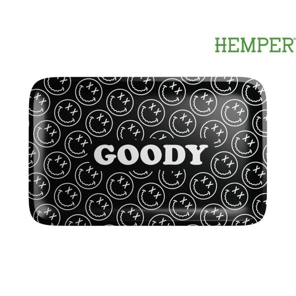 HEMPER GOODY BLACK PATTERN FACE ROLLING TRAYヘンパー グッディ ブラックパターン フェイス ローリングトレイアメリカはラスベガスのボングブランド、HEMPER ヘンパーからアルミ製のローリングトレ...