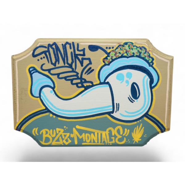 Tonk Graffiti Art Canvasハンドメイド キャンバス アート木材キャンバスにWeed、マリファナ（大麻）バッズや、ボング、パイプなどをデザインしたアートを乗せたアイテム棚に置いたり、壁に飾ったり、お部屋に420アートが煙...