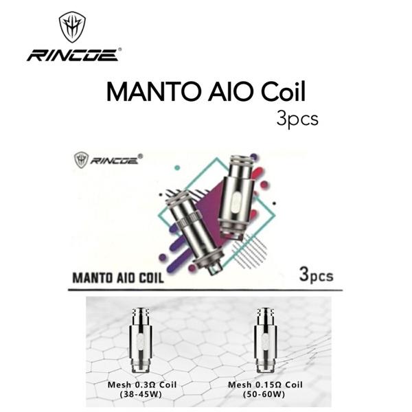 【商品名】Rincoe Manto Coil【対応機種】Manto AIO/Manto AIO Plus【コイルタイプ】・Mesh 0.15Ω(50-60W)・Mesh 0.3Ω(38-45W)【内容品】Manto Coil×3