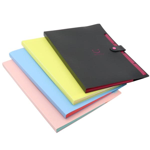 アコーディオンタイプの5層ファイル式でA4サイズまでの資料やプリントを細かく分類することが出来ます。　分かりやすいインデックスシール付きで取り出しがスムーズ。スナップ付きなので中身の飛び出しを防ぎ、持ち運びにも役立ちます。防水性があり、飲み...