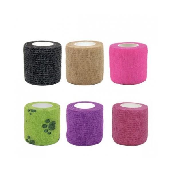 不織布素材の犬用包帯です。治療中の塗った薬を舐めないように、上から巻いたり、オムツのずれ防止やお散歩時の足汚れ防止に包帯同士はくっつきますがペットの毛にはくっつきません。粘着性があるため止め具は不要です。手でちぎりやすく、剥がすときに痛くあ...