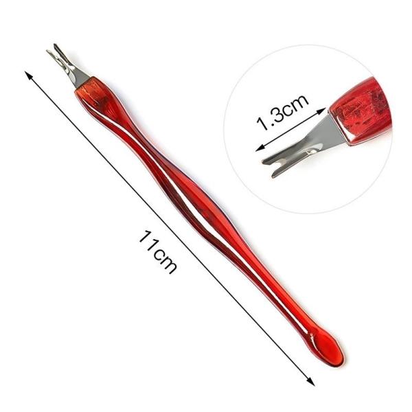 手や足の甘皮処理などにお使いください。プッシャー部分で甘皮を優しく押し上げて、V字カッターを甘皮にそって、なでるようにカットしてください。長さ11.7cm刃の長さ1.5cmジェルネイル 指先ケア 甘皮処理 ネイルオフ セルフネイルマニキュア...