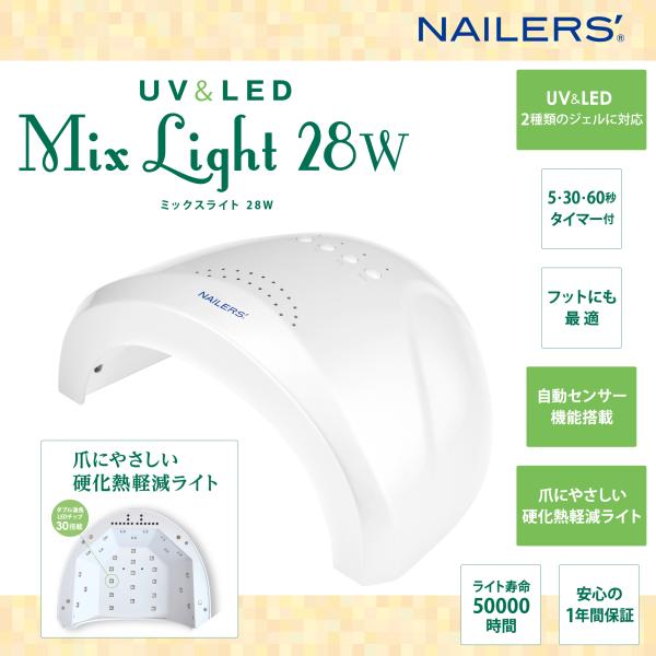 UV&amp;LED 2種類のジェルに対応(対応波長365nm,405nm)のダブル波長LEDチップを30搭載！取りはずし可能なマグネット式反射板でお掃除もラクラク。●爪に優しい硬化熱軽減ライト●5・30・60秒タイマー付●自動センサー機能...