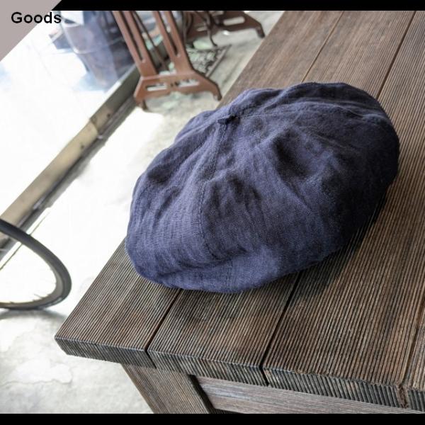 英国Au vrai Chic Britainより「Indigo Linen Berret」EMBLEM社のリネン100%生地を使用。しっかりしていますが、通気性も良く、夏も快適なベレーです。内側は綿100%の裏地付き。２サイズあるので、男女...