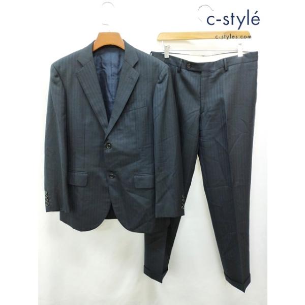 【ブランド】J.PRESS【カラー】ネイビー系【表示サイズ】AB5【実寸サイズ】ジャケット　 肩幅:約43cm 身幅:約52cm 着丈:約71cm 袖丈:約59.5cm 　　　　　　　ボトムス　 ウエスト:約82cm 股上:約25cm 股下...