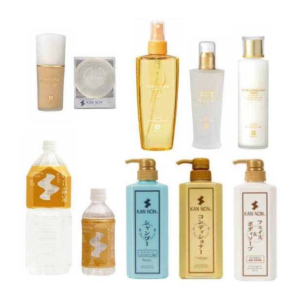 ●5つ星の宿「観音温泉」の源泉水を使用したスキンケア、ベースメイク、ヘアケア、ボディケア、そしてミネラルウォーターのセットです●観音温泉をワンクリックで楽しみたい方、プレゼントしたい方におススメです●すべて国産です【セット内容】観音温泉 飲...