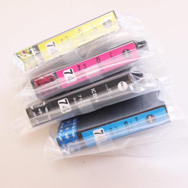 純正品型番ICBK74(ブラック),ICC74(シアン),ICM74(マゼンタ),ICY74(イエロー),の互換性のあるインクカートリッジです単品販売です(エプソン社製ではありません)新品,未開封の互換,汎用インクですリサイクル品ではありま...