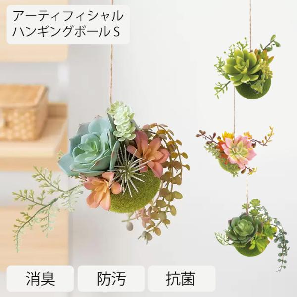 憧れのハンギンググリーンを手軽に楽しめる,消臭アーティフィシャルグリーンSサイズです吊り下げるだけで空間を彩るインパクトがある,手のひらサイズの多肉ボール水やり,日光いらずでずっと枯れないので,お世話する手間がありませんまるで本物の植物を飾...