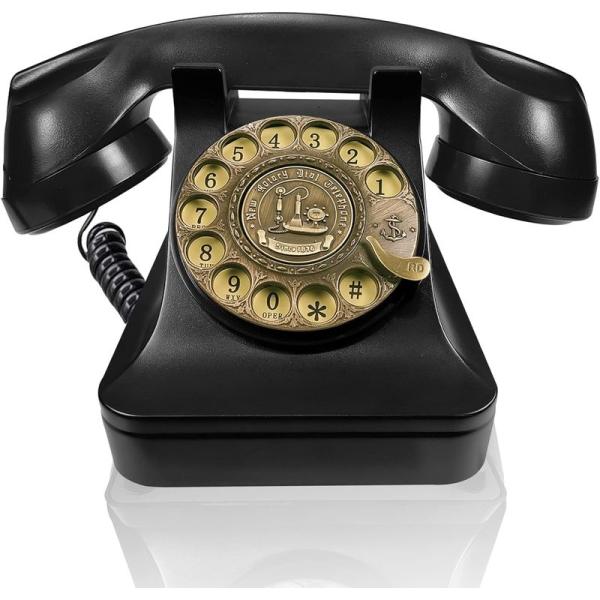 黒電話 ダイヤルフォン レトロ IRISVO Retro Rotary Landline Phone for Home, Vintage Rotary Dial Phone Old Fashion Telephone Corded Phon...
