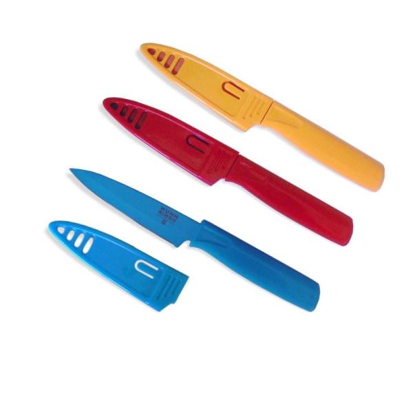 クーン リコン 10cm テフロン加工 コロリペアリングナイフ 3本セット Kuhn Rikon 4-Inch Nonstick Colori Paring Knife, Set of 3