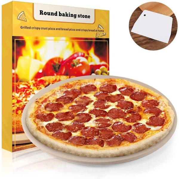 ピザストーン 直径38cm ブレッド ビスケット Pizza Stone, 15" Round Engineered Tuff Cordierite Durable Baking Stones for Ovens &amp; Grill &...