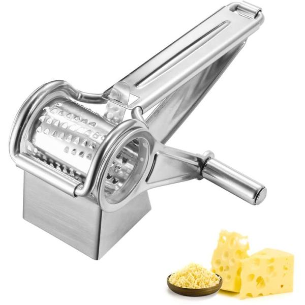 チーズグレーター シュレッダー 回転 おろし金 回す 削る ステンレス Rotary Cheese Grater, Thicken Stainless Steel Cheese Shredder