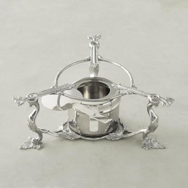 ウイリアムズ・ソノマ 限定 イタリア ルフォーニ ステンレス ウォーマー スタンド 保温 台 Williams-Sonoma Ruffoni Opus Prima Hammered Stainless-Steel Warming Stand