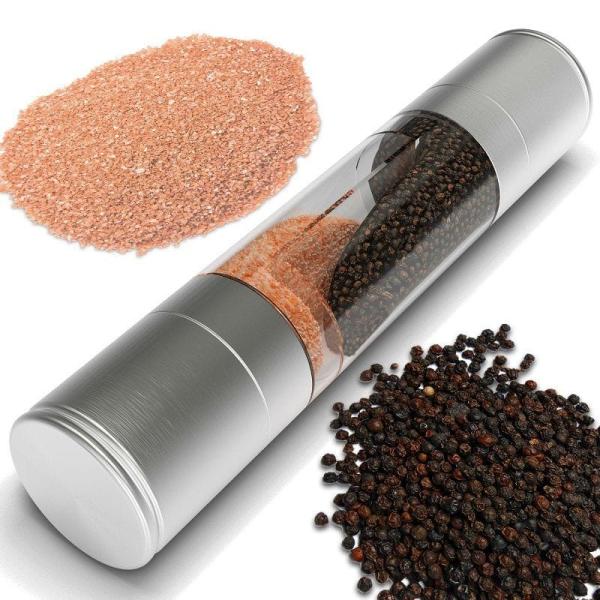 ソルト&amp;ペッパー 塩コショウ グラインダー ステンレス Salt and Pepper Grinder Set, 2 in 1 Stainless Steel Model of Highest Quality.