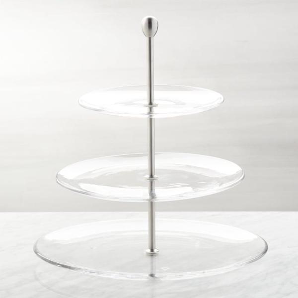 ケーキスタンド デザートスタンド ガラス 3段 Three-Tier Glass Server