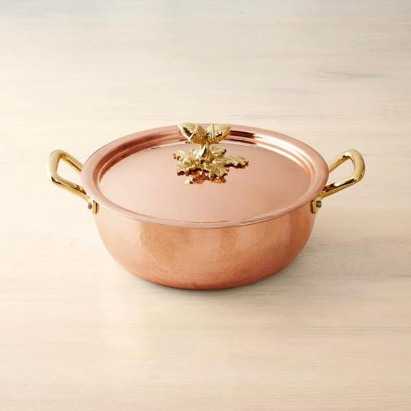 ウイリアムズ・ソノマ 限定 イタリア ルフォーニ 銅製 ブレイザー 両手鍋 3.3L どんぐり Williams-Sonoma Ruffoni Historia Hammered Copper Chef Braiser with Acorn...