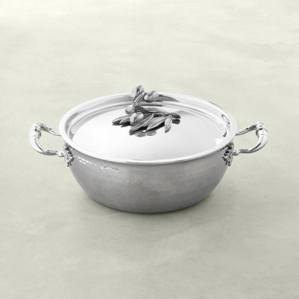 ウイリアムズ・ソノマ 限定 イタリア ルフォーニ ステンレス シェフパン 両手鍋 3.8L オリーブ Williams-Sonoma Ruffoni Opus Prima Hammered Stainless- Steel Chef Pan...