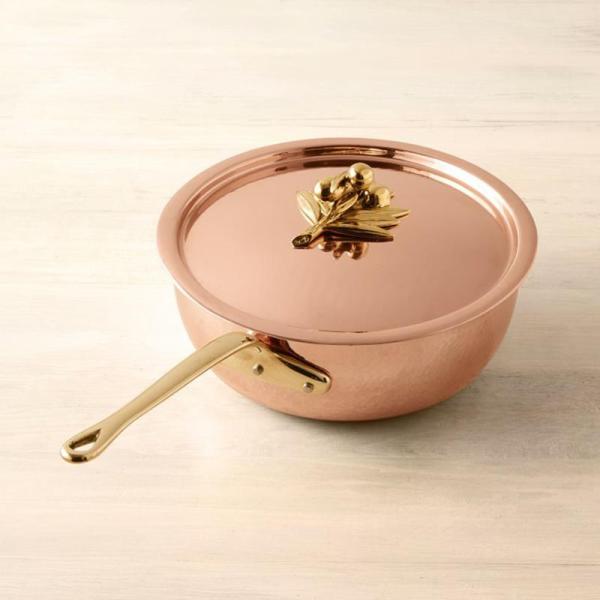 ウイリアムズ・ソノマ 限定 イタリア ルフォーニ 銅製 シェフパン 片手鍋 3.3L オリーブ Williams-Sonoma Ruffoni Historia Hammered Copper Covered Chef's Pan with...