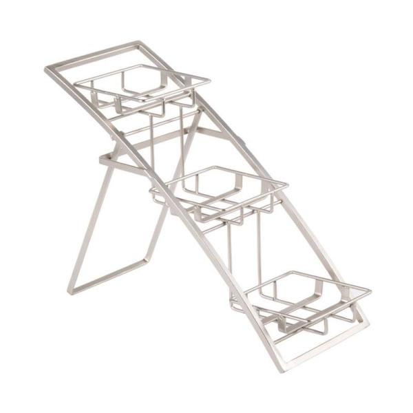 ディスプレイスタンド 角形 3段 メタル クロム カフェ レストラン バイキング ビュッフェ American Metalcraft TAS Folding Three-Tier Chrome Arch Display Stand 124TAS